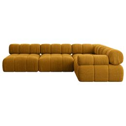 ECKSOFA modulares Sofa Mende-L2 - 285x190x70 cm Senfgelb Cord
