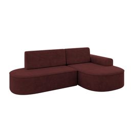 ECKSOFA mit Schlaffunktion und Bettkasten Ottomane Rechts MARI-L1-S - 283x167x85 cm Bordeauxrot Velours