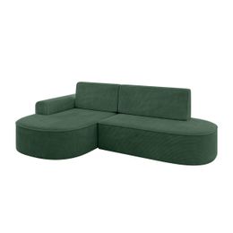 ECKSOFA mit Schlaffunktion und Bettkasten Ottomane Links MARI-L1-S - 283x167x73 cm Gr&uuml;n Cord