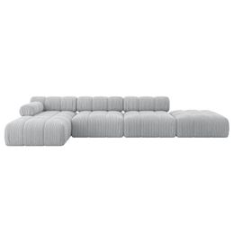 ECKSOFA modulares Sofa Lizur-L2 - 380x160x70 cm Grau Cord