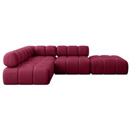 ECKSOFA modulares Sofa Favio-L1 - 285x190x70 cm Bordeauxrot Velours