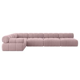 ECKSOFA modulares Sofa Mende-L3 - 380x190x70 cm Rosa Cord