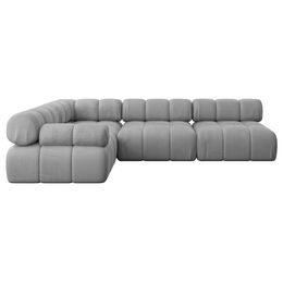 ECKSOFA modulares Sofa Mende-L2 - 285x190x70 cm Hellgrau Velours