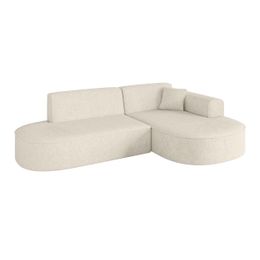 ECKSOFA Ottomane Rechts MARI-L1 - 243x171x79 cm Creme Tissu