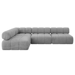 ECKSOFA modulares Sofa Samaro-L2 - 285x190x70 cm Hellgrau Velours