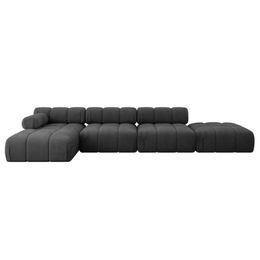 ECKSOFA modulares Sofa Lizur-L2 - 380x160x70 cm Schwarz Velours