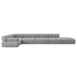 ECKSOFA modulares Sofa Felto-L3 - 475x190x70 cm Hellgrau Velours