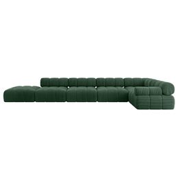 ECKSOFA modulares Sofa Felto-L3 - 475x190x70 cm Gr&uuml;n Cord