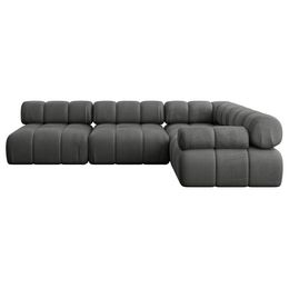 ECKSOFA modulares Sofa Mende-L2 - 285x190x70 cm Dunkelgrau Velours