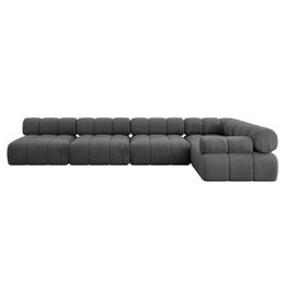 ECKSOFA modulares Sofa Mende-L3 - 380x190x70 cm Dunkelgrau Velours