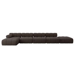 ECKSOFA modulares Sofa Lizur-L3 - 475x160x70 cm Braun Velours