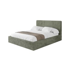 POLSTERBETT mit Bettkasten und Lattenrost, Bett mit Matratze H3/H4 - ALOVA 140x200 Olivgr&uuml;n