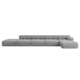 ECKSOFA modulares Sofa Lizur-L3 - 475x160x70 cm Hellgrau Velours