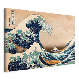 Artgeist Leinwandbild Great Wave Blau/Beige ca. 120x80cm