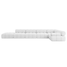 ECKSOFA modulares Sofa Felto-L3 - 475x190x70 cm Wei&szlig; Boucl&eacute;