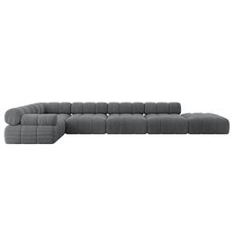 ECKSOFA modulares Sofa Felto-L3 - 475x190x70 cm Dunkelgrau Cord