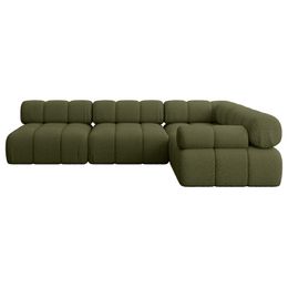 ECKSOFA modulares Sofa Mende-L2 - 285x190x70 cm Gr&uuml;n Boucl&eacute;