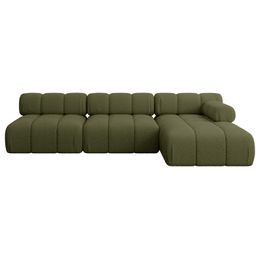 ECKSOFA modulares Sofa Razon-L2 - 285x160x70 cm Gr&uuml;n Boucl&eacute;
