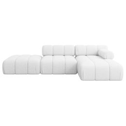 ECKSOFA modulares Sofa Lizur-L1 - 285x160x70 cm Wei&szlig; Boucl&eacute;