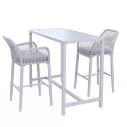 MCW SET BARTISCH + BARHOCKER eckig Grau 3er Set-Set