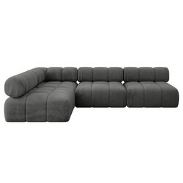 ECKSOFA modulares Sofa Samaro-L2 - 285x190x70 cm Dunkelgrau Velours
