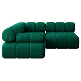 ECKSOFA modulares Sofa Mende-L1 - 190x190x70 cm Dunkelgr&uuml;n Velours