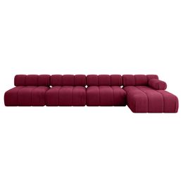 ECKSOFA modulares Sofa Razon-L3 - 380x160x70 cm Bordeauxrot Velours
