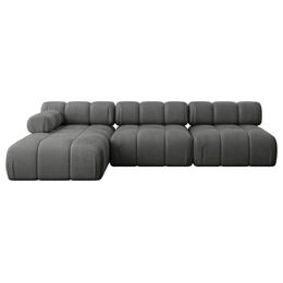 ECKSOFA modulares Sofa Razon-L2 - 285x160x70 cm Dunkelgrau Velours