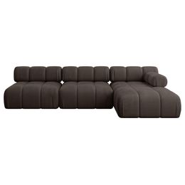 ECKSOFA modulares Sofa Razon-L2 - 285x160x70 cm Braun Velours