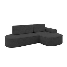 ECKSOFA mit Schlaffunktion und Bettkasten Ottomane Rechts MARI-L1-S - 283x167x85 cm Dunkelgrau Velours
