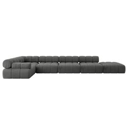 ECKSOFA modulares Sofa Felto-L3 - 475x190x70 cm Dunkelgrau Velours