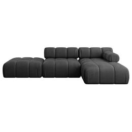 ECKSOFA modulares Sofa Lizur-L1 - 285x160x70 cm Schwarz Velours