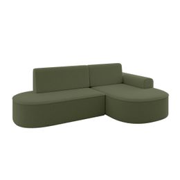 ECKSOFA mit Schlaffunktion und Bettkasten Ottomane Rechts MARI-L1-S - 283x167x73 cm Gr&uuml;n Boucl&eacute;