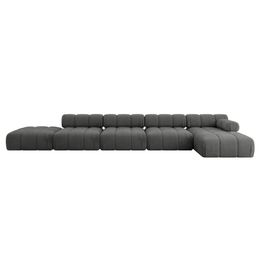 ECKSOFA modulares Sofa Lizur-L3 - 475x160x70 cm Dunkelgrau Velours
