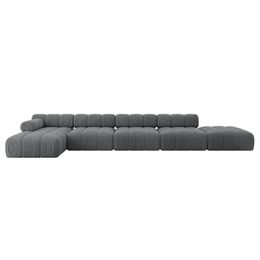 ECKSOFA modulares Sofa Lizur-L3 - 475x160x70 cm Dunkelgrau Cord