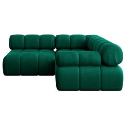 ECKSOFA modulares Sofa Mende-L1 - 190x190x70 cm Dunkelgr&uuml;n Velours