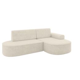 ECKSOFA mit Schlaffunktion und Bettkasten Ottomane Rechts MARI-L1-S - 283x167x73 cm Creme Tissu
