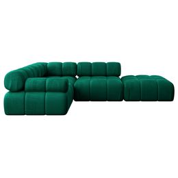 ECKSOFA modulares Sofa Felto-L1 - 285x190x70 cm Dunkelgr&uuml;n Velours