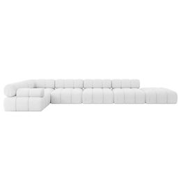 ECKSOFA modulares Sofa Felto-L3 - 475x190x70 cm Wei&szlig; Boucl&eacute;