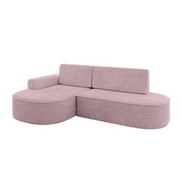 ECKSOFA mit Schlaffunktion und Bettkasten Ottomane Links MARI-L1-S - 283x167x85 cm Rosa Cord