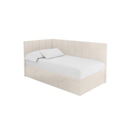 EINZELBETT Jugendbett mit Bettkasten Rechts, mit Matratze - LOVY 90x200 Beige