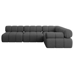ECKSOFA modulares Sofa Mende-L2 - 285x190x70 cm Grau Boucl&eacute;