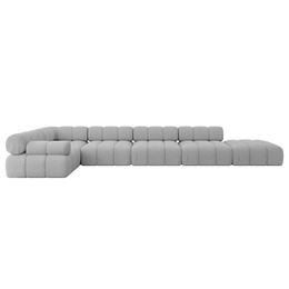 ECKSOFA modulares Sofa Felto-L3 - 475x190x70 cm Hellgrau Boucl&eacute;