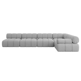 ECKSOFA modulares Sofa Mende-L3 - 380x190x70 cm Hellgrau Boucl&eacute;