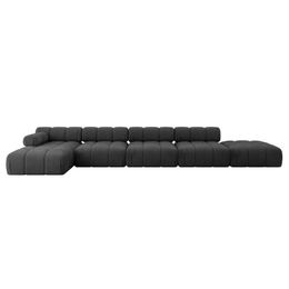 ECKSOFA modulares Sofa Lizur-L3 - 475x160x70 cm Schwarz Velours