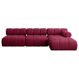 ECKSOFA modulares Sofa Razon-L2 - 285x160x70 cm Bordeauxrot Velours