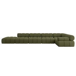 ECKSOFA modulares Sofa Felto-L3 - 475x190x70 cm Gr&uuml;n Boucl&eacute;
