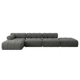 ECKSOFA modulares Sofa Lizur-L2 - 380x160x70 cm Dunkelgrau Velours
