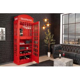 Riess Ambiente Vintage Barschrank TELEPHONE 200cm rot Mangoholz massiv englische Telefonzelle Vitrine Riess-Ambiente