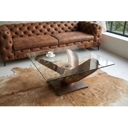 Riess Ambiente Maritimer Couchtisch OCEAN L 85cm antik kupfer mit Schiffsschraube und Glasplatte Riess-Ambiente Sofatisch Wohnzimmertisch quadratisch